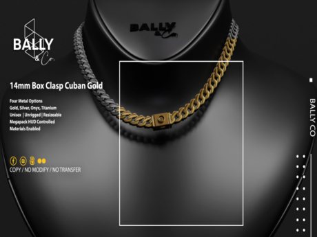 Second Life Marketplace - 'BALLY & CO' 14mm Box Clasp Cuban Gold